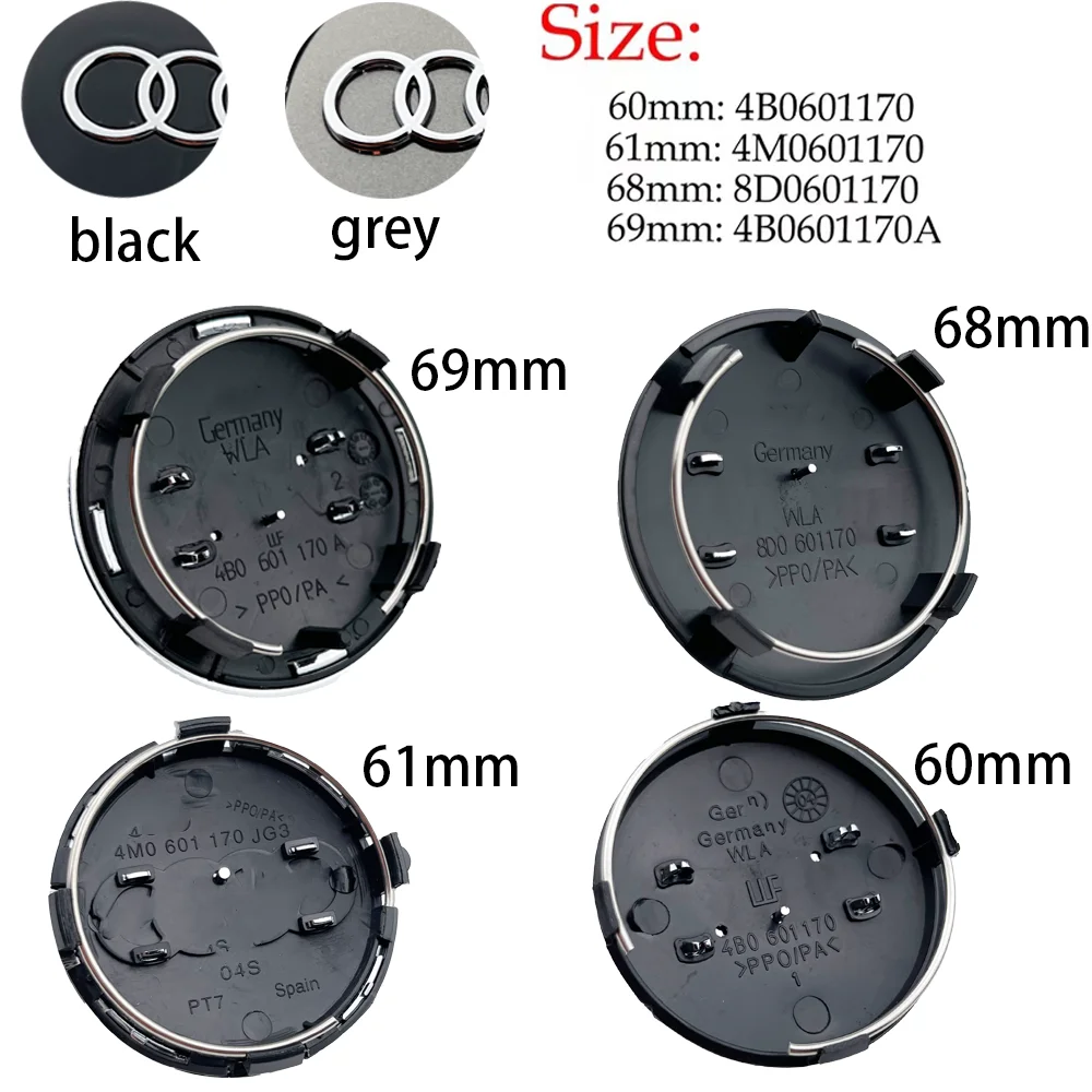 4pcs 60mm 61mm 69mm Car Styling Wheel Center Cap Hub Covers Badge ...