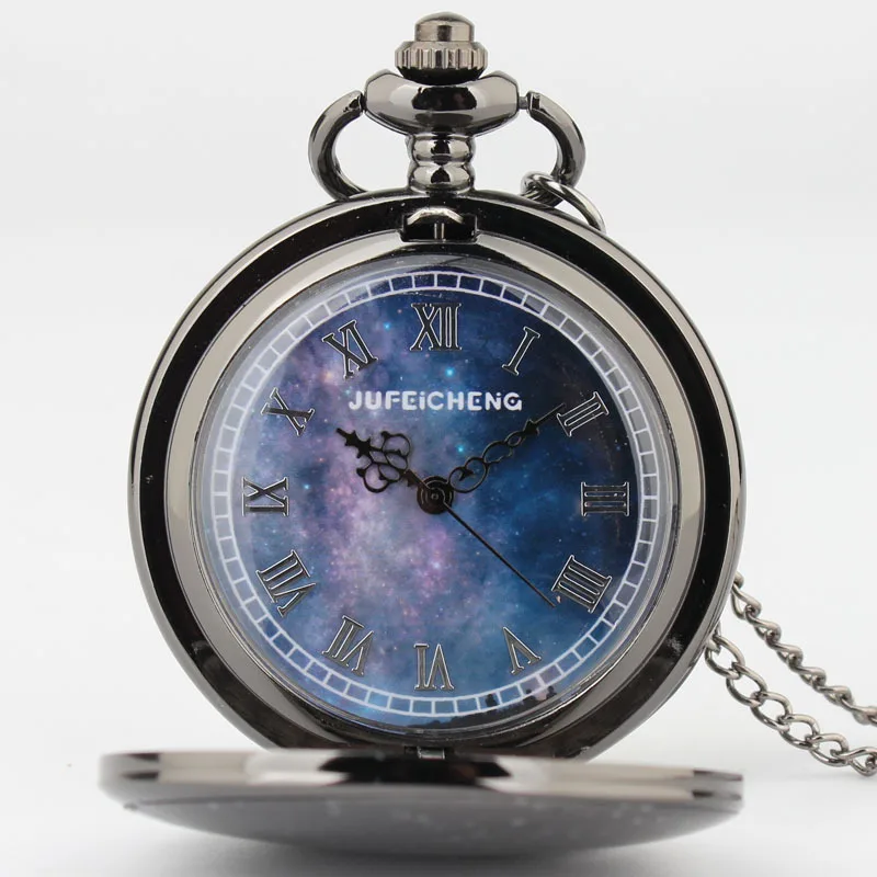 50pcs-lot-New-Arrival-Antique-Smooth-Black-Quartz-Pocket-Watch-Blue ...