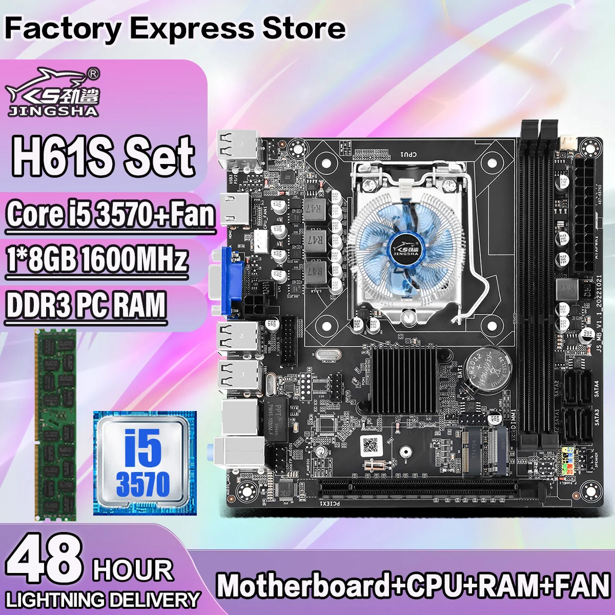JINGSHA Kit de placa base H61 ITX con procesador Core i5 3570 + 1*8GB ...
