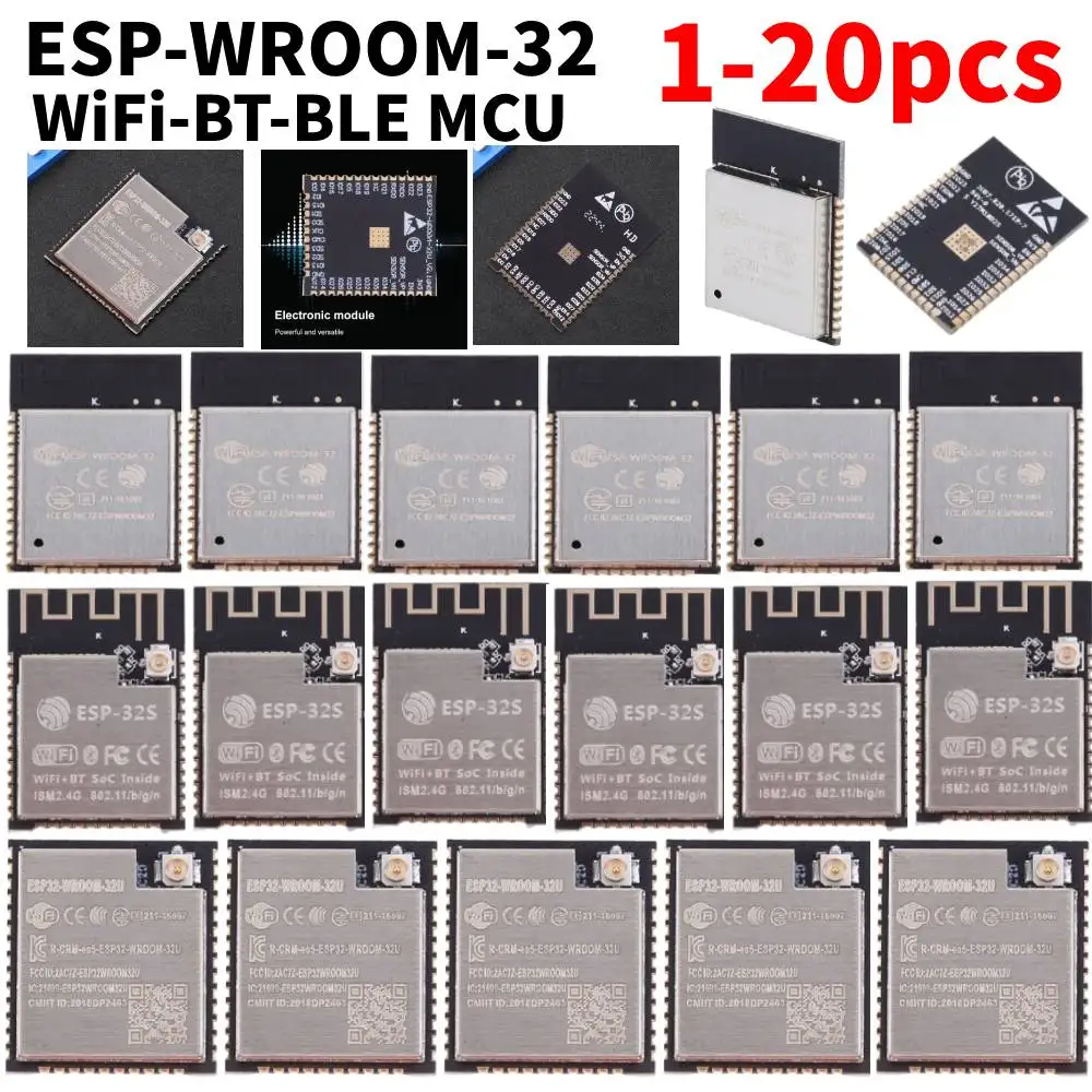 ESP32-WROOM-32 Módulo sem fio, ESP32, ESP32S, ESP32U, 150 Mbps, WiFi-BT-BLE, Módulo MCU, 2 MB, 4 ...