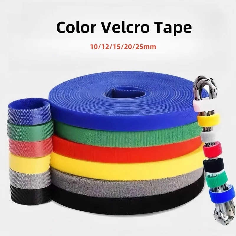 1/5M Cable Ties Reusable Adhesive Hook Loop Bundle Fastener Nylon Strap ...