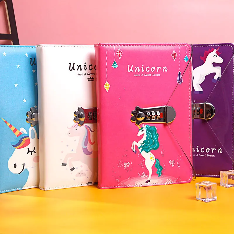 Cute Unicorn Creative Password Notebook Child Personal Diary with Lock ...