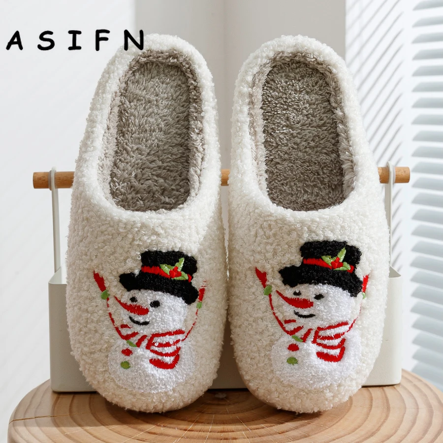 Snowman-Winter-Women-Christmas-Slippers-Home-Cotton-Warm-Non-slip-Cute ...