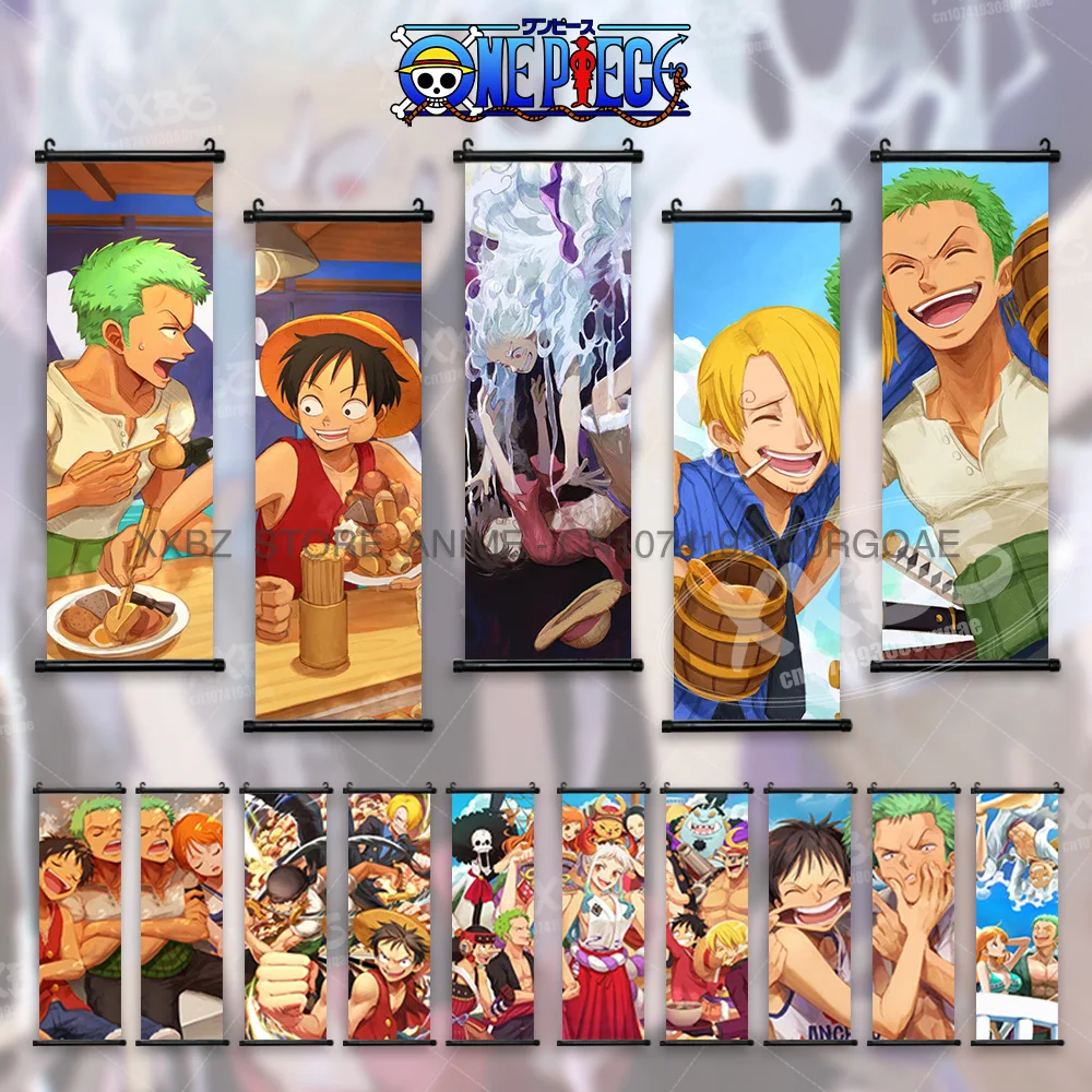 One Piece Scroll Picture Luffy Gear 5 Wall Art Anime Nico Robin Home ...