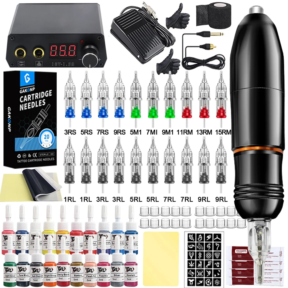 Tattoo-Pen-Kit-Cartridge-Pen-Machine-Rotary-Pen-Set-with-Power-Supply ...