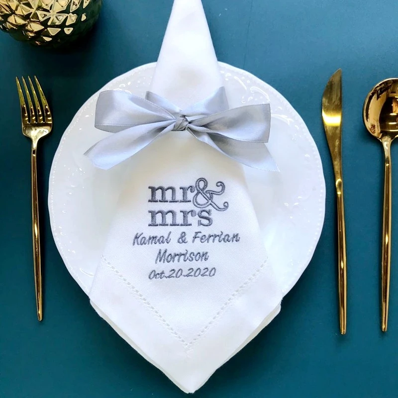 【Customized】Mr&Mrs Personalized Napkins White napkins, Custom dinner ...