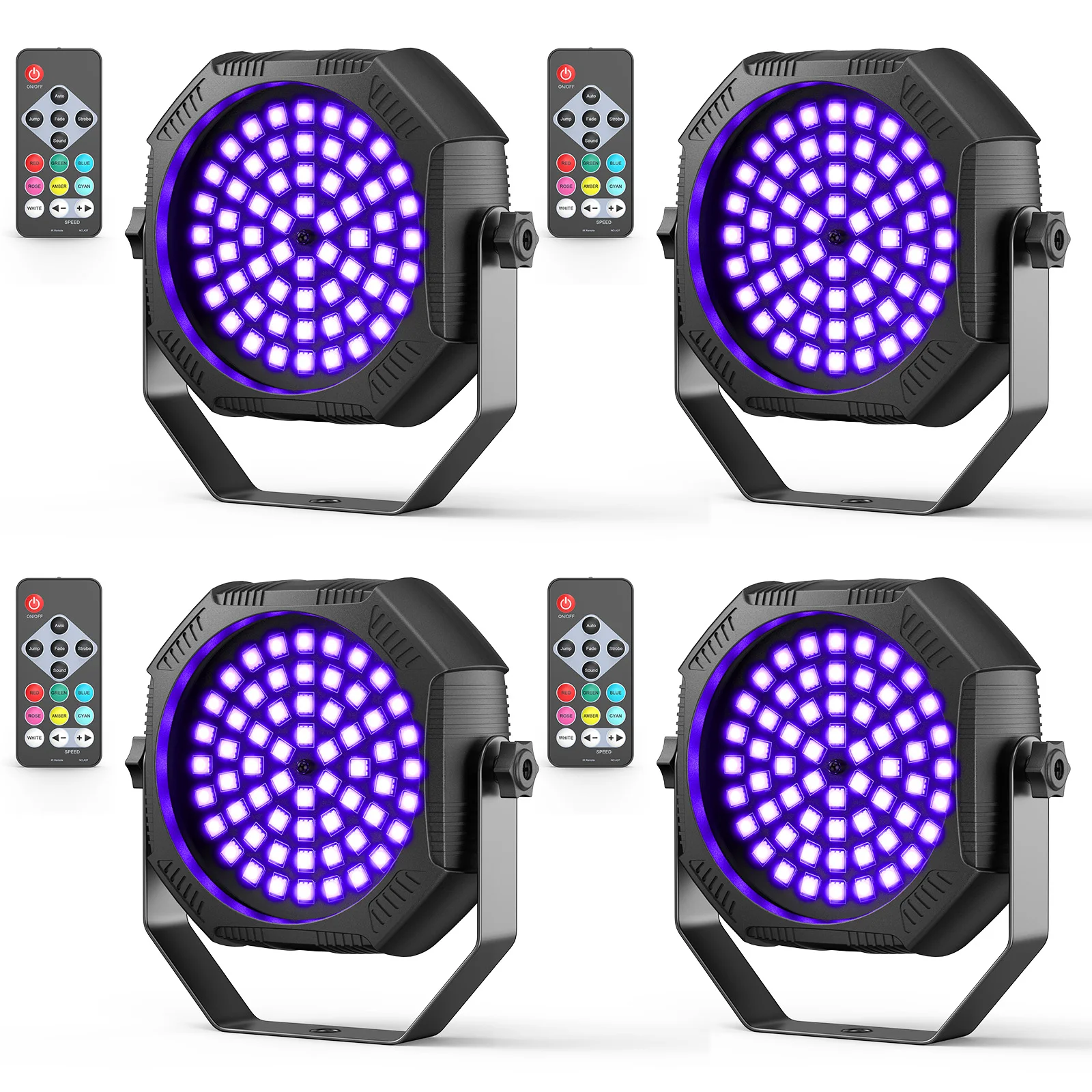 Datewink 4Pcs RGB Rechargeable Par Lights 4IN1 60LED Stage Lighting ...