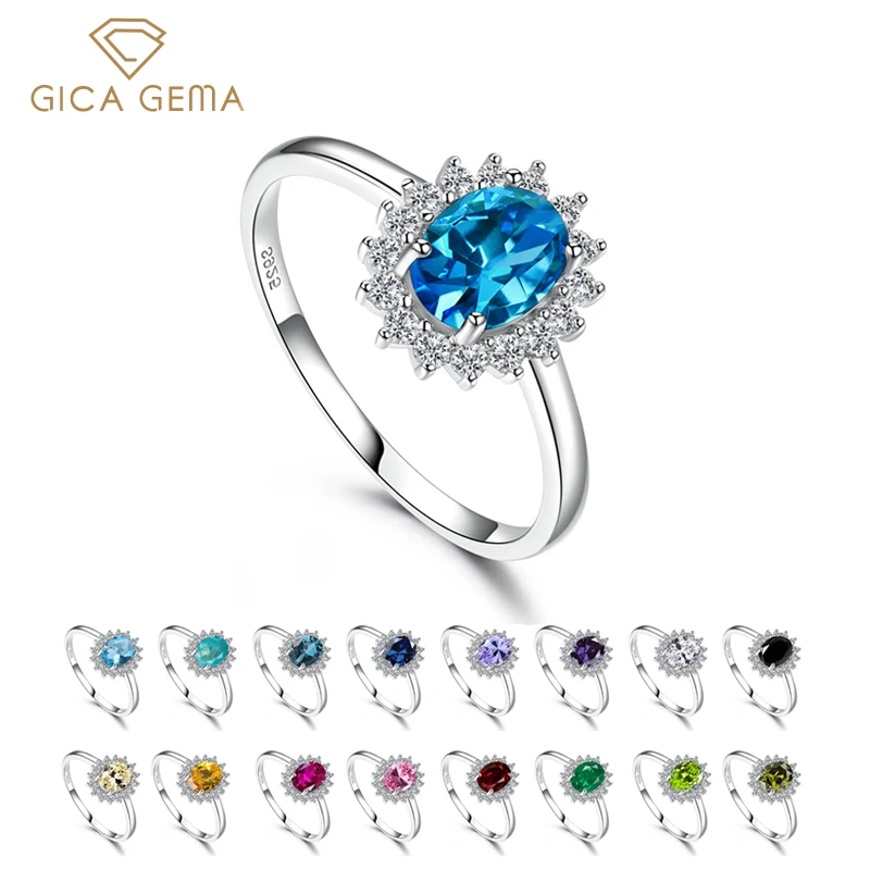 Gica-Gema-925-Sterling-Silver-Flower-Gemstone-Rings-Fine-Jewelry-7x9mm ...
