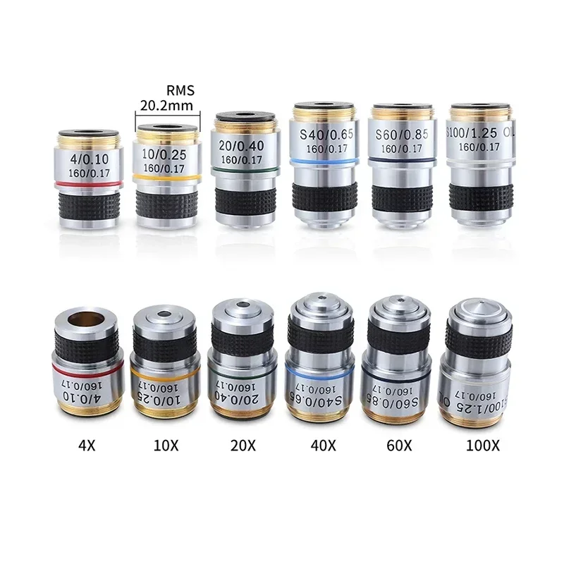 Lente-de-objetivo-acrom-tico-para-microscopio-biol-gico-adaptadores-de ...