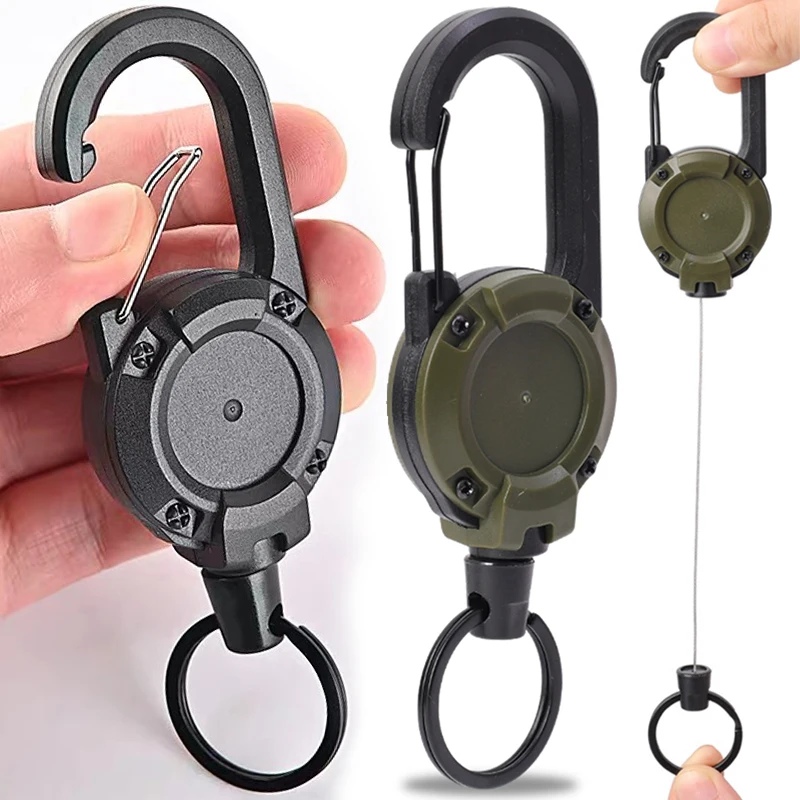 Retractable-Heavy-Duty-Pull-Reel-Carabiner-Key-Chains-Strong-Steel-Wire ...