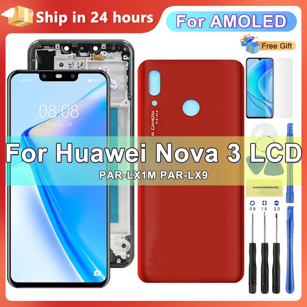 Original-Nova-3-Screen-with-Frame-for-Huawei-nova-3-PAR-LX1M-PAR-LX9 ...