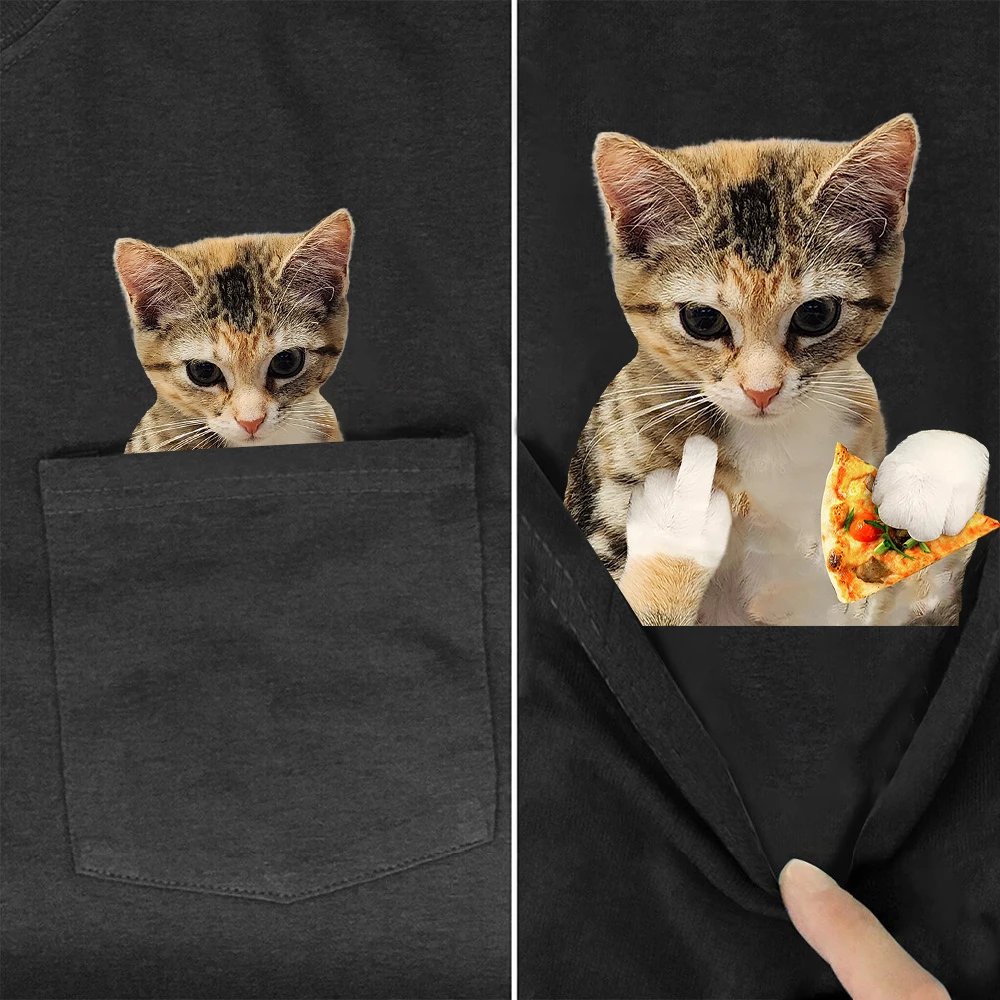 Cat Pocket Middle Finger T-Shirts For Sale – LAUQA