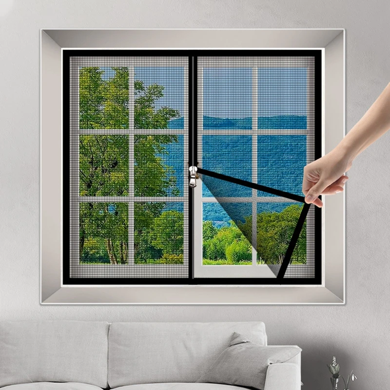 Anti-Mosquito-Window-zipper-Window-Screen-self-adhesive-Window-Mesh ...
