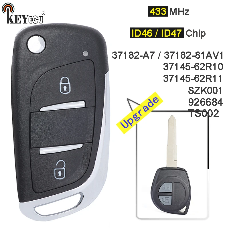 KEYECU-433MHz-ID46-ID47-4D65-Chip-37182-A7-TS002-Upgraded-Flip-Remote ...