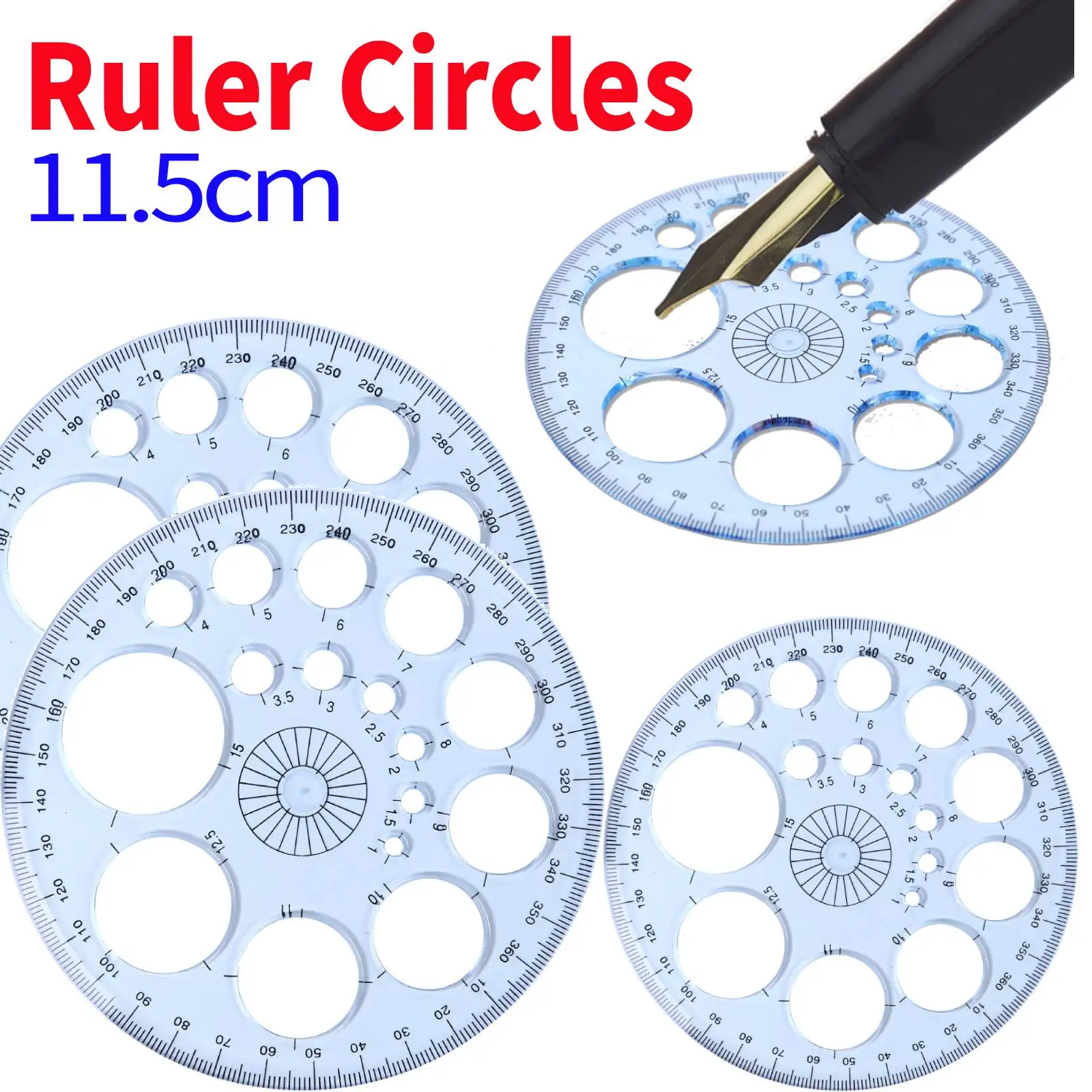 Multifunction-Geometric-Template-Plastic-Measuring-Ruler-Circles ...