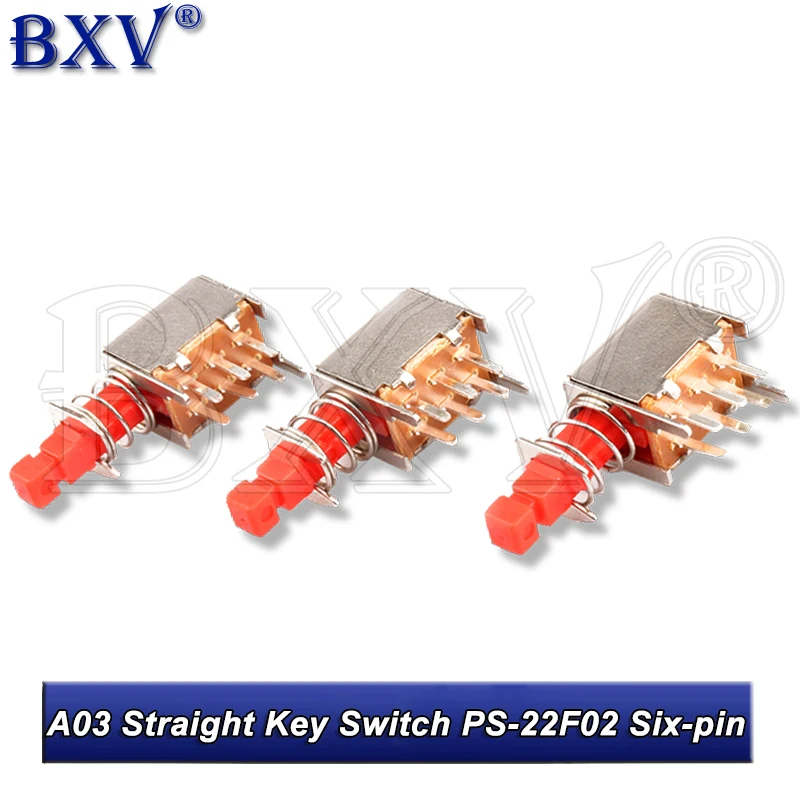 A03 Straight Key Switch Ps-22f02 Six-pin With Lock (self-locking/unlocking) Push Button Switch ...