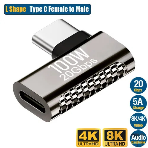 Type C Adapter USB C Extender USBC Angled Adaptor 90 Degree Female to ...