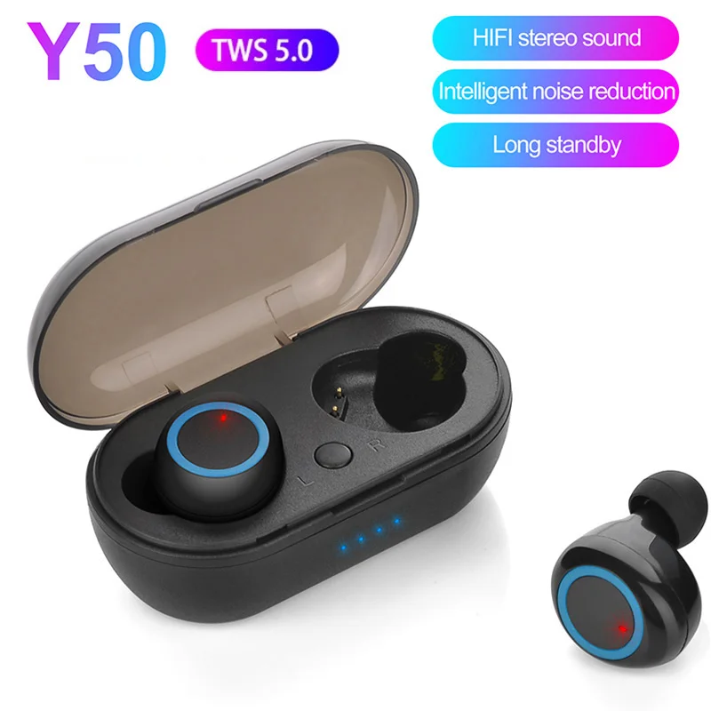 Auriculares inalámbricos Y50 TWS con Bluetooth 5,0, cascos Hifi estéreo con Control táctil, PK ...