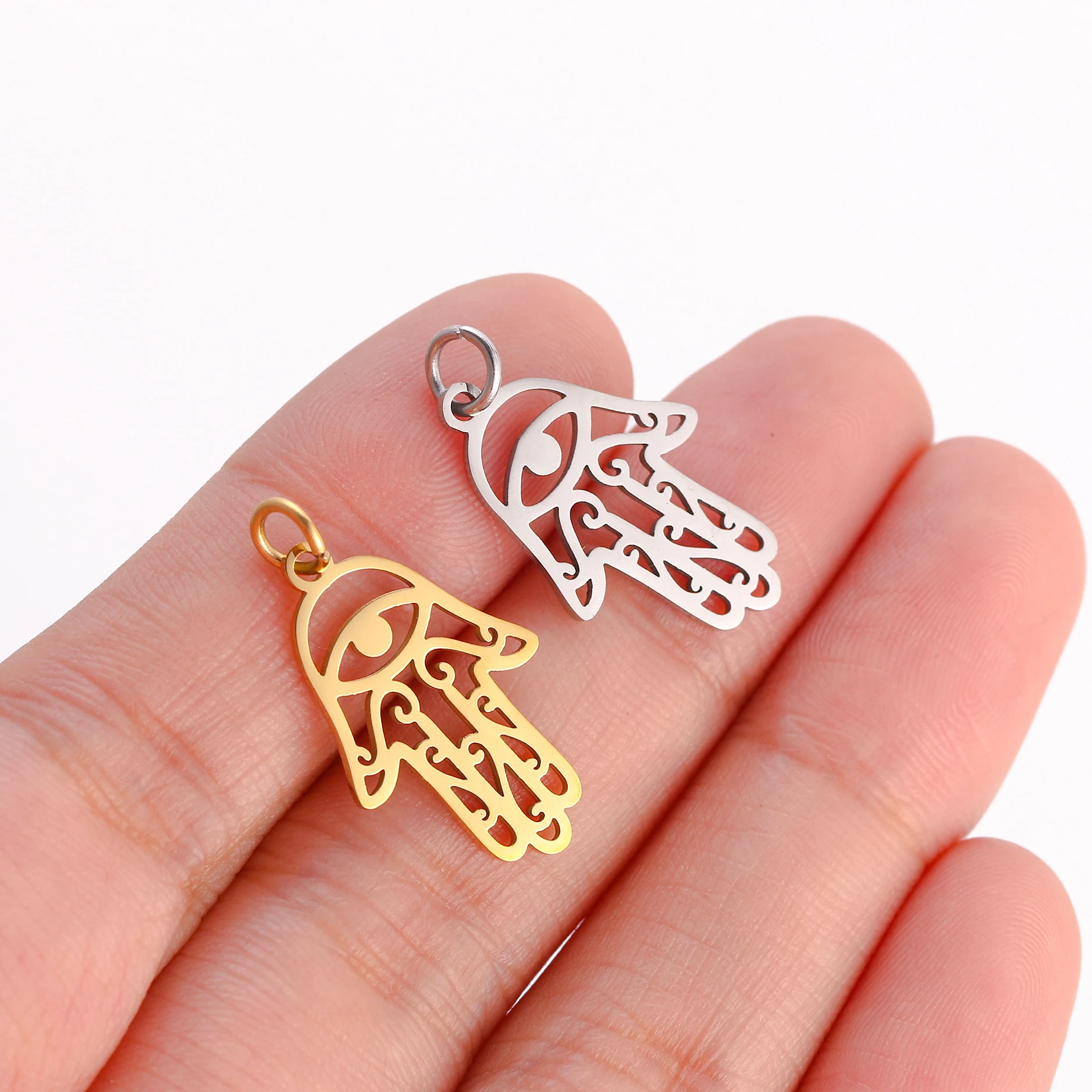 5Pcs-Lot-Vintage-Religion-Stainless-Steel-Charm-Hollow-Fatima-s-Hand ...