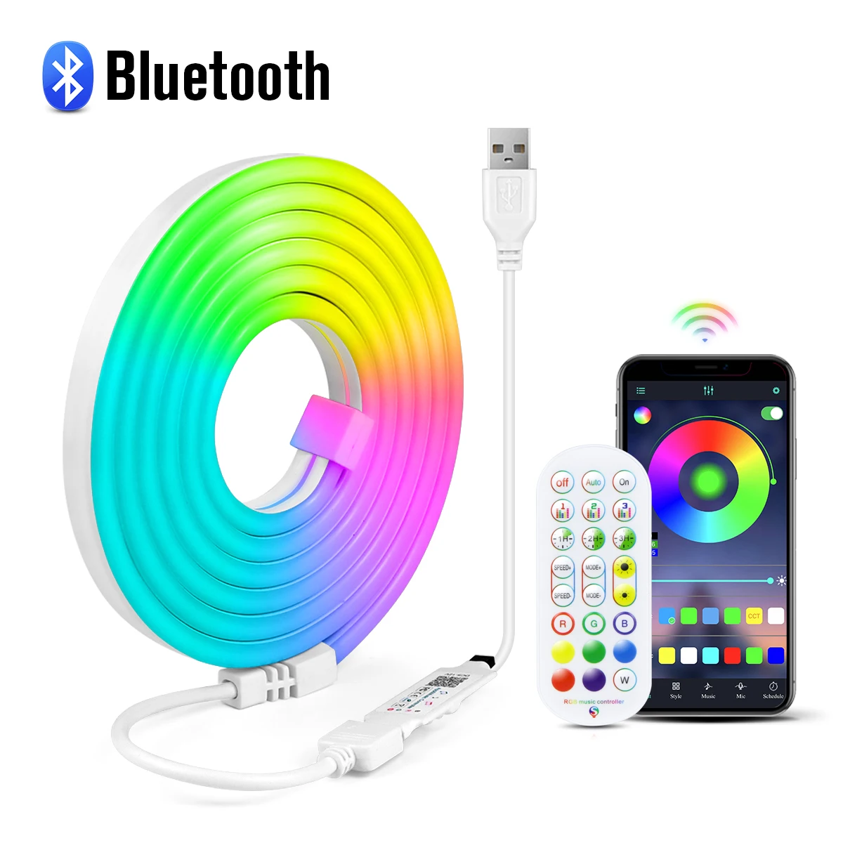 DC-5V-USB-RGB-Neon-Light-LED-Strip-Bluetooth-APP-With-Remote-Control ...