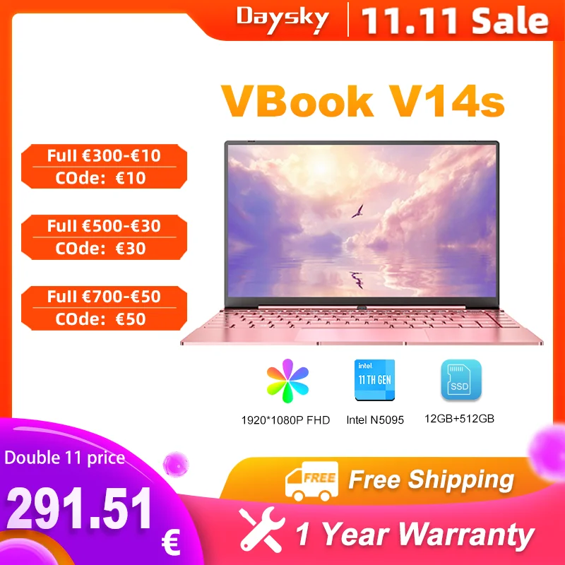 Daysky v14s portátil 14.1 "12gb ram 512g ssd intel celeron n5095 com ...