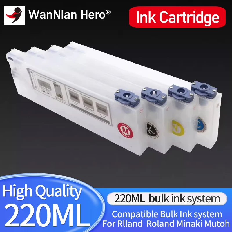 4PCS-220ml-ink-cartridges-new-Eco-solvent-printer-for-Mutoh-1604-Roland ...