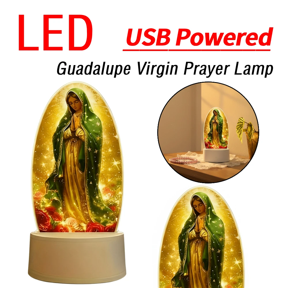Guadalupe Virgin Prayer Lamp with Base Collectible Ornament LED ...