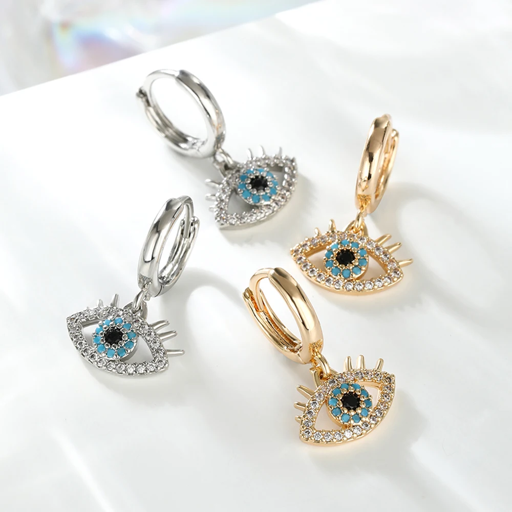 Blue-devil-eyes-encrusted-zircon-ring-silver-plated-earring-exquisite ...