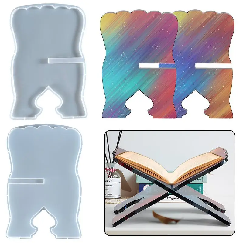 DIY Book Stand Epoxy Resin Mold Silicone Molds Folding Bookshelf ...