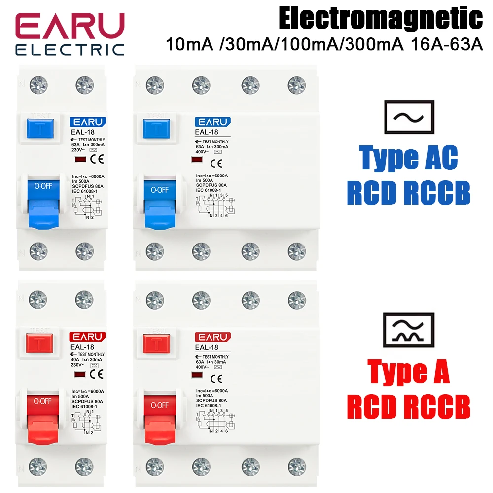 2P-4P-10-30-100-300mA-Type-AC-RCCB-RCD-ELCB-Electromagnetic-Residual ...