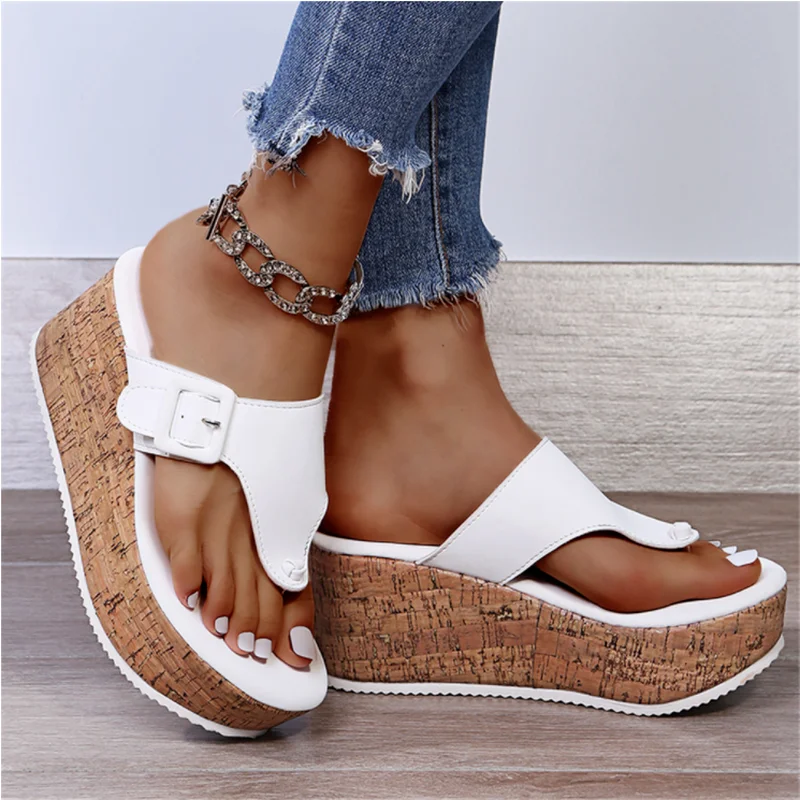 Chanclas-de-plataforma-con-cu-a-para-mujer-zapatos-informales-de-suela ...