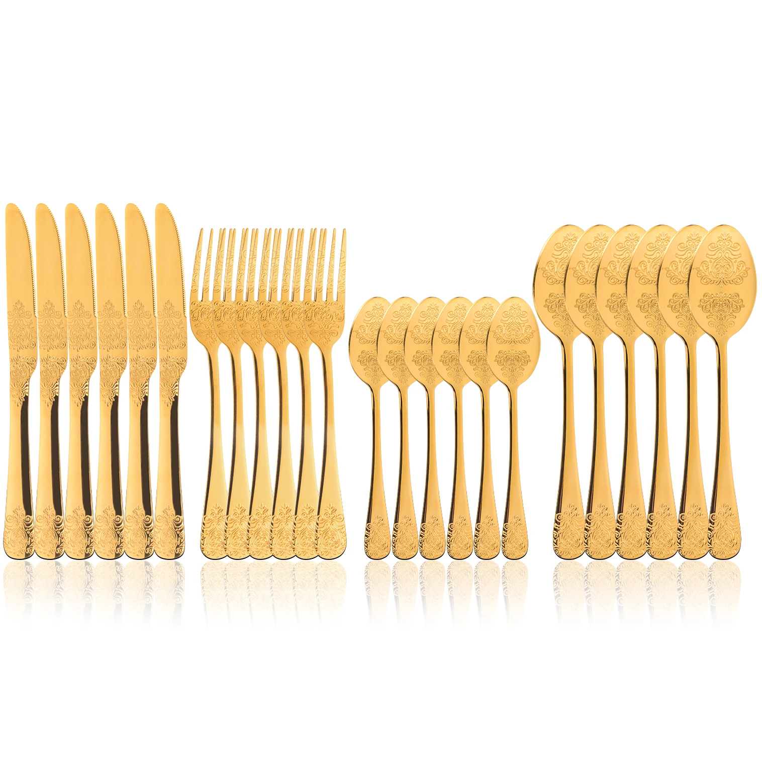 24pcs Golden European Cutlery Sets,luxury Retro Western Flatware Set ...