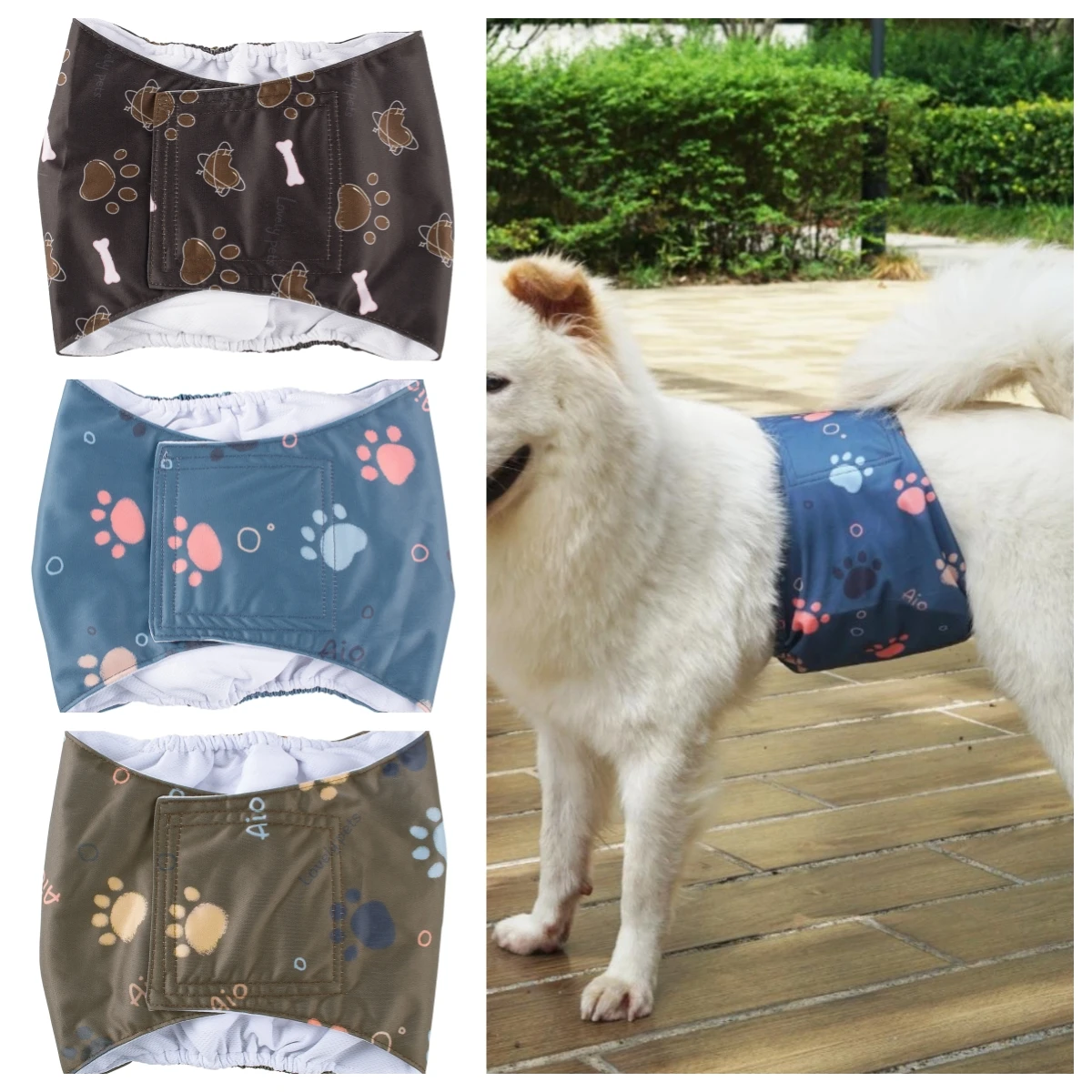Washable Male Dog Diaper Pet Sanitary Panties Reusable Nappy Belly Band ...