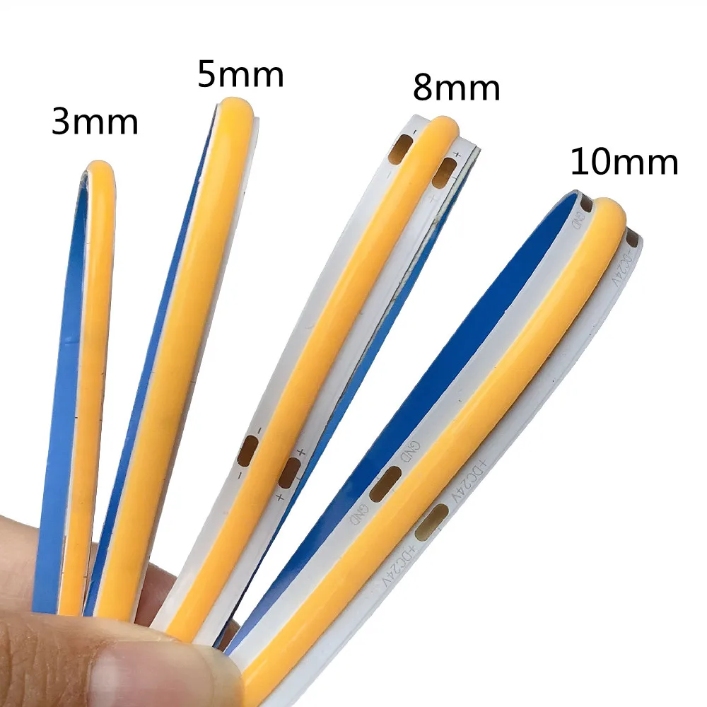 DC12V-24V-COB-LED-Strip-Super-Thin-3mm-5mm-8mm-10mm-384LEDs-High ...