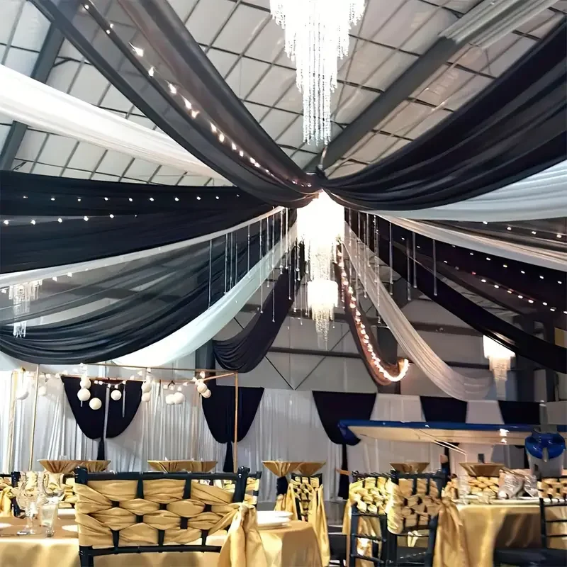 6 Panels Black Ceiling Drapes for Wedding Ceiling Drapes 5ftx10ft ...