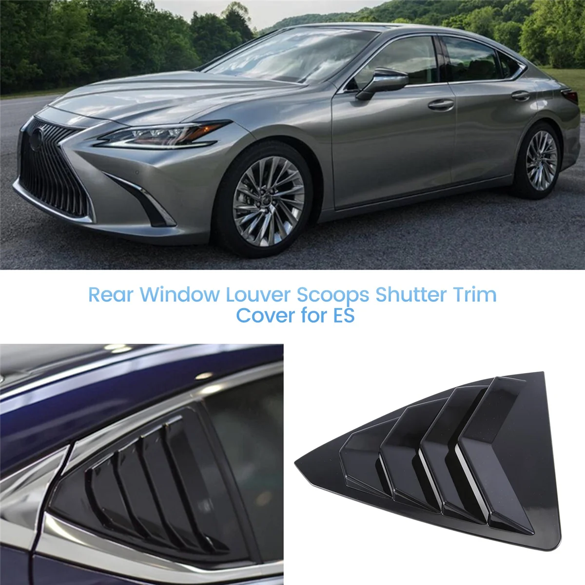 1Pair-Car-Rear-Side-Window-Louver-Scoop-Shutter-Cover-Trim-for-Toyota ...