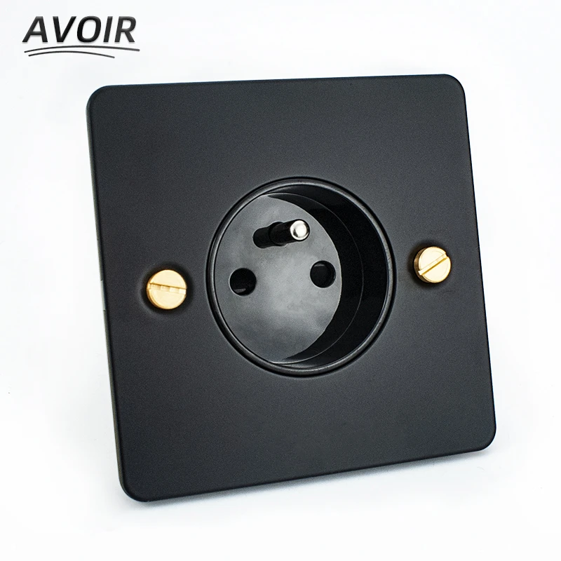 Avoir Black Stainless Steel Wall Light Switch Carved Brass Lever Toggle ...