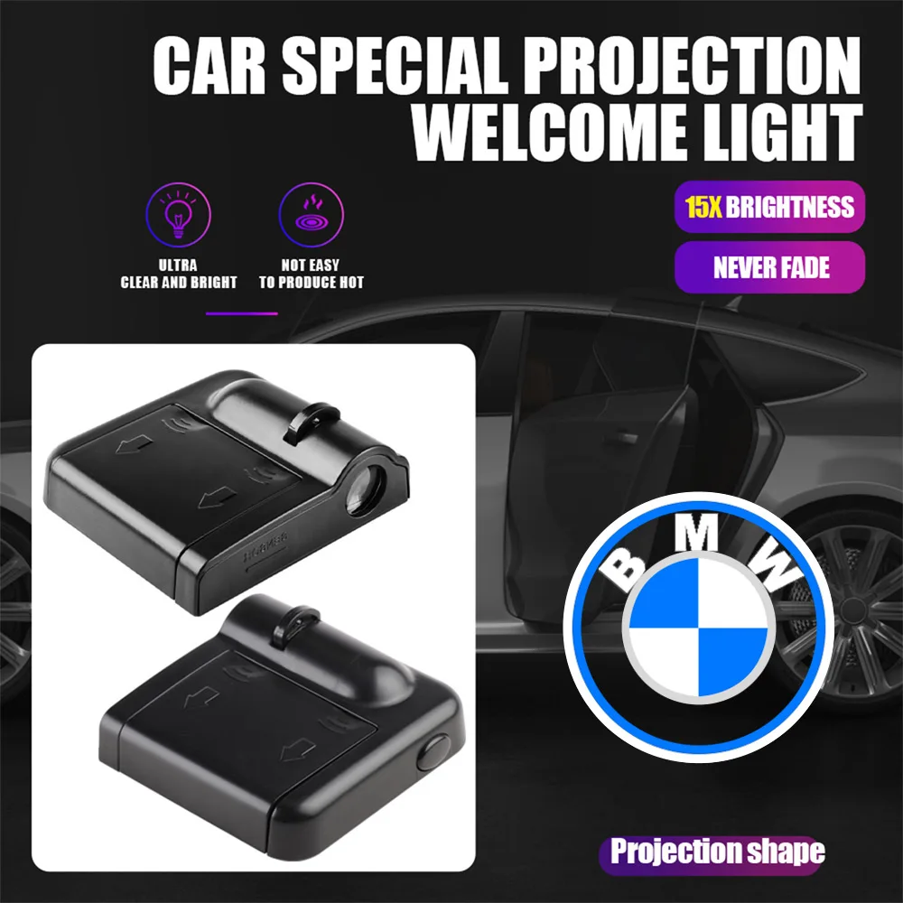 Car Door Decoration 3D Wireless Projector Lamp HD Welcome Lights Accessories For Bmw M E46 E90 ...