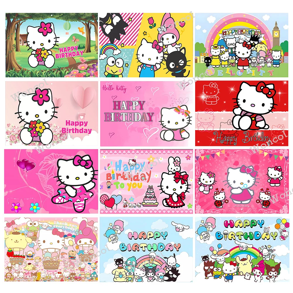 Hello-Kitty-Photo-Backdrop-Banner-personalizado-Studio-Props-Photo ...