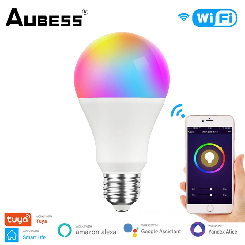 Tuya WiFi Smart Magic Bulbs E27 B22 RGBCW 9/15W LED Light Bulb Smart ...