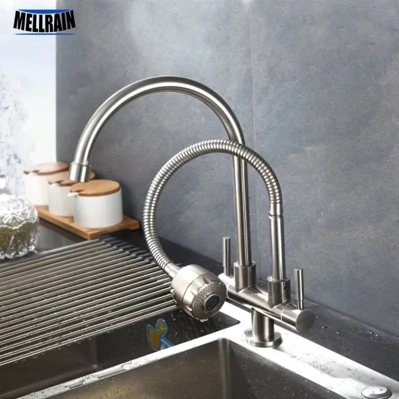 Double-tap-head-single-cold-kitchen-faucet-free-rotation-Multipurpose ...