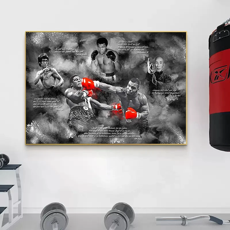 Pintura en lienzo temática de boxeo moderno Bruce Lee, cita ...