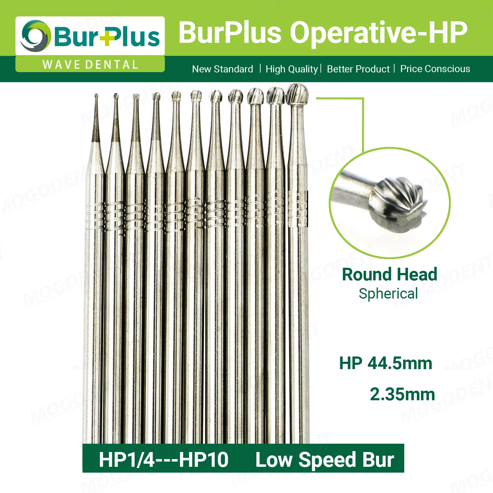 WAVE Dental Tungsten Carbide Bur HP Burs Round Head Dia 2.35mm For Low ...