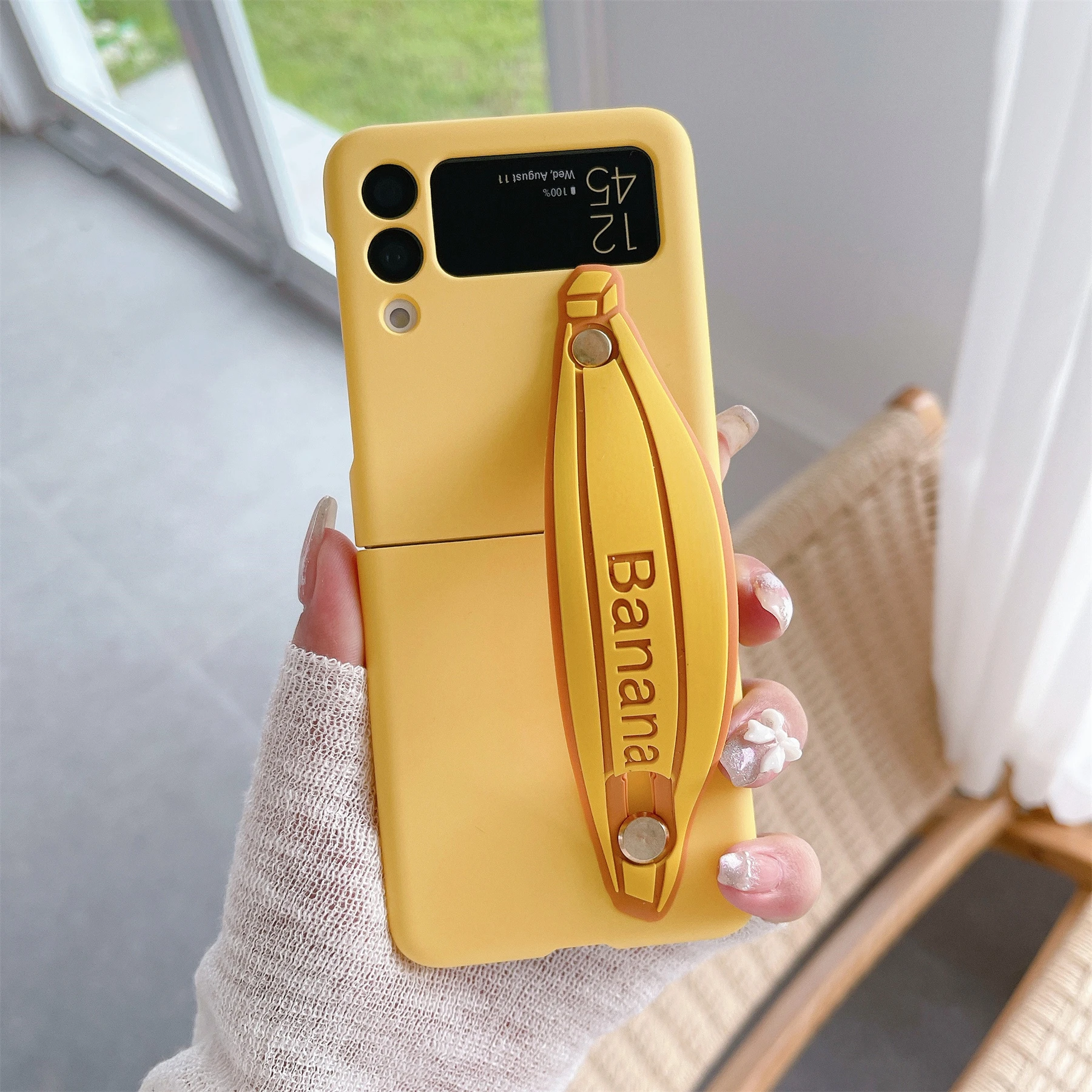 Funda de teléfono con correa de mano para Galaxy Z, carcasa Simple con ...