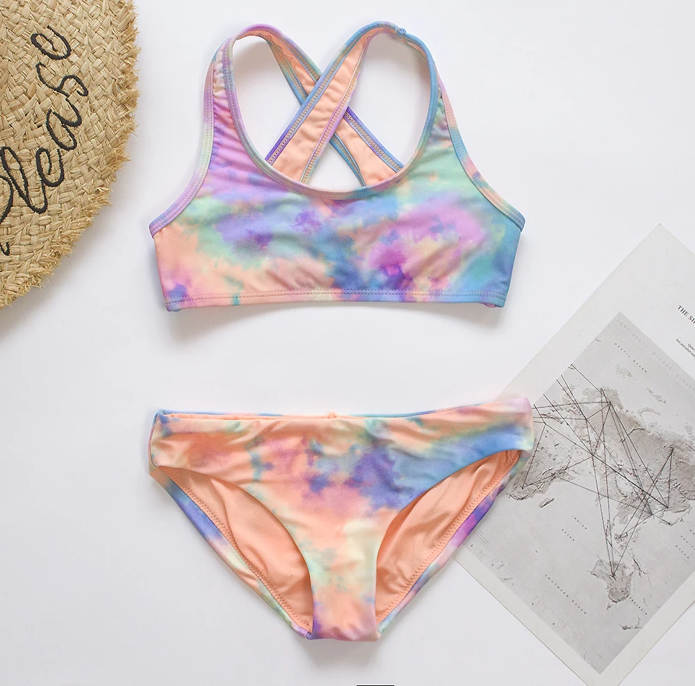 New-Fashion-Teen-Girls-two-Piece-Swimwear-Tropical-Printed-Swimsuit ...