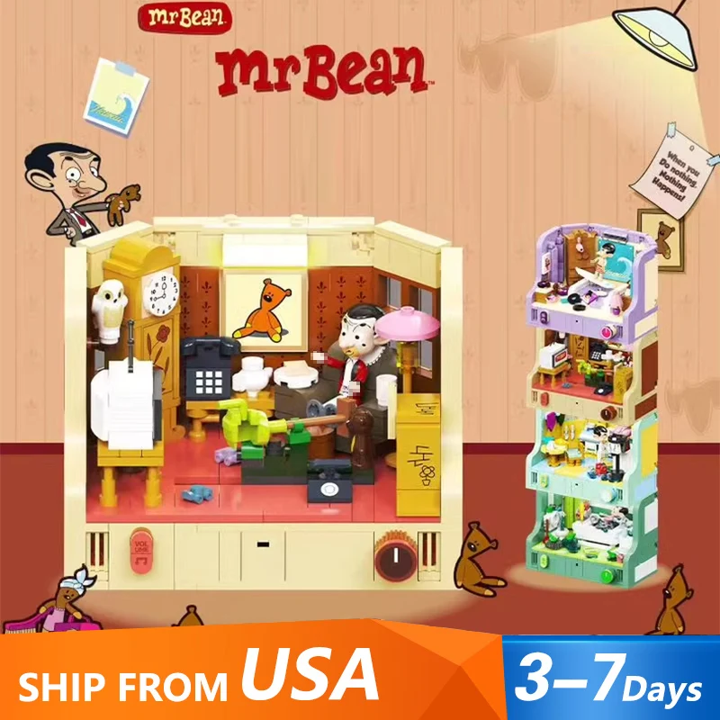 Cartoon Anime Mr.Bean House Building Block Set Creativity Classic ...