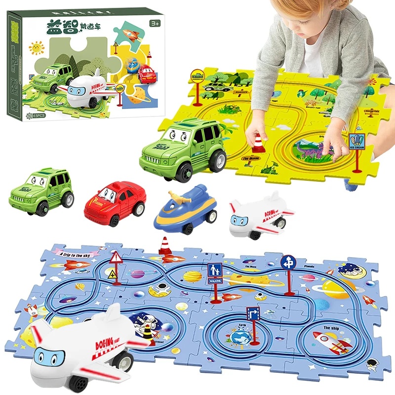Puzzle-Railroad-el-trica-para-crian-as-DIY-Assembl-ia-Rail-Car-Puzzle ...