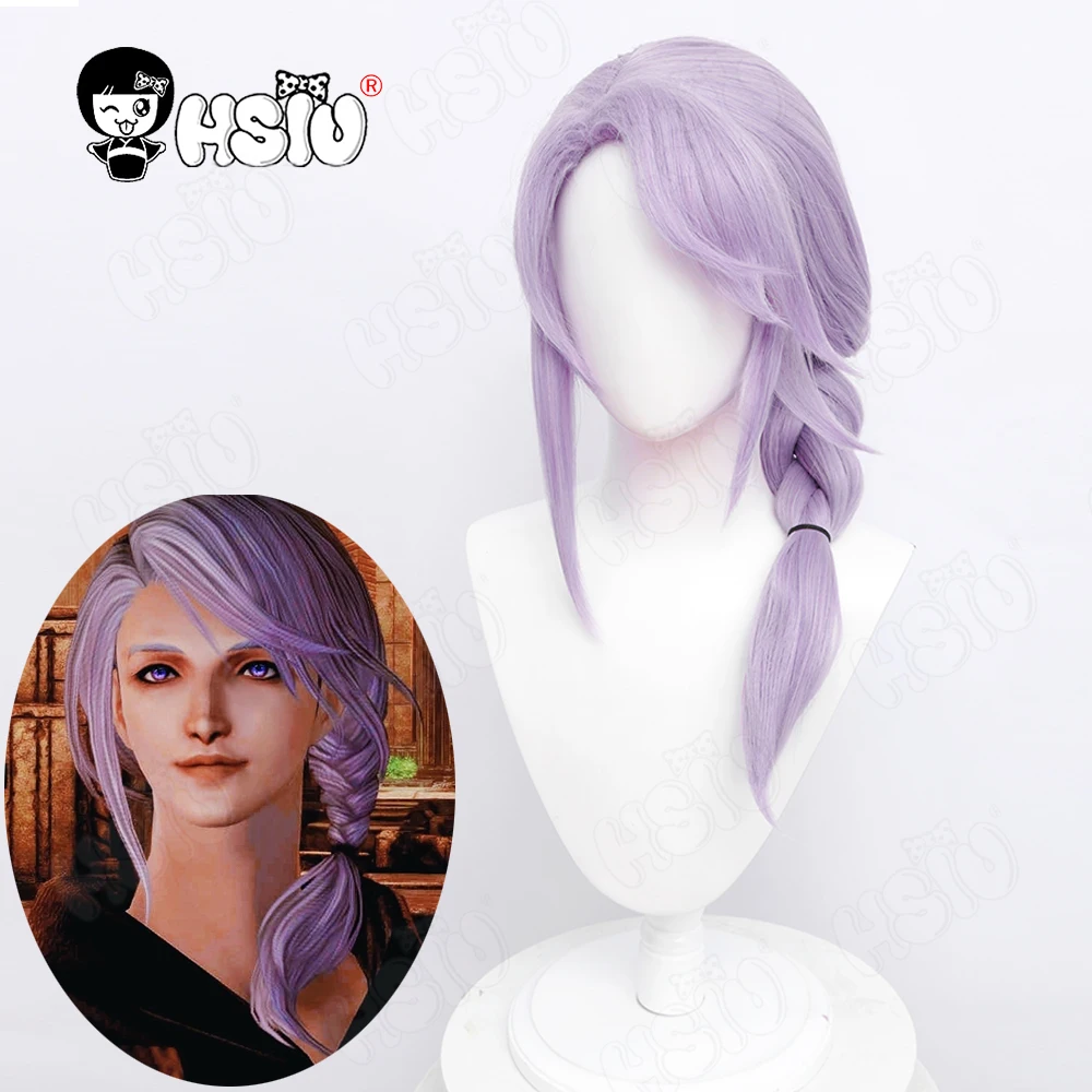 Hythlodaeus 게임 파이널 판타지 Xiv Ff14 코스프레 섬유 합성 가발 「 Hsiu 」 밝은 보라색 꼰 긴 머리