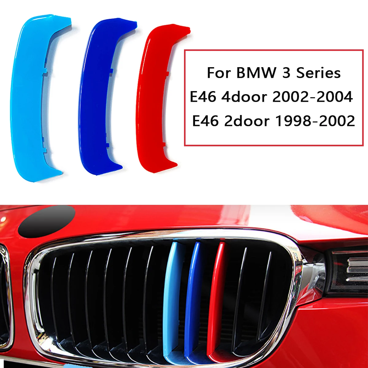 1set-3pcs-M-Color-For-BMW-Grille-Insert-Trims-Stripe-Car-Grille-Trim ...
