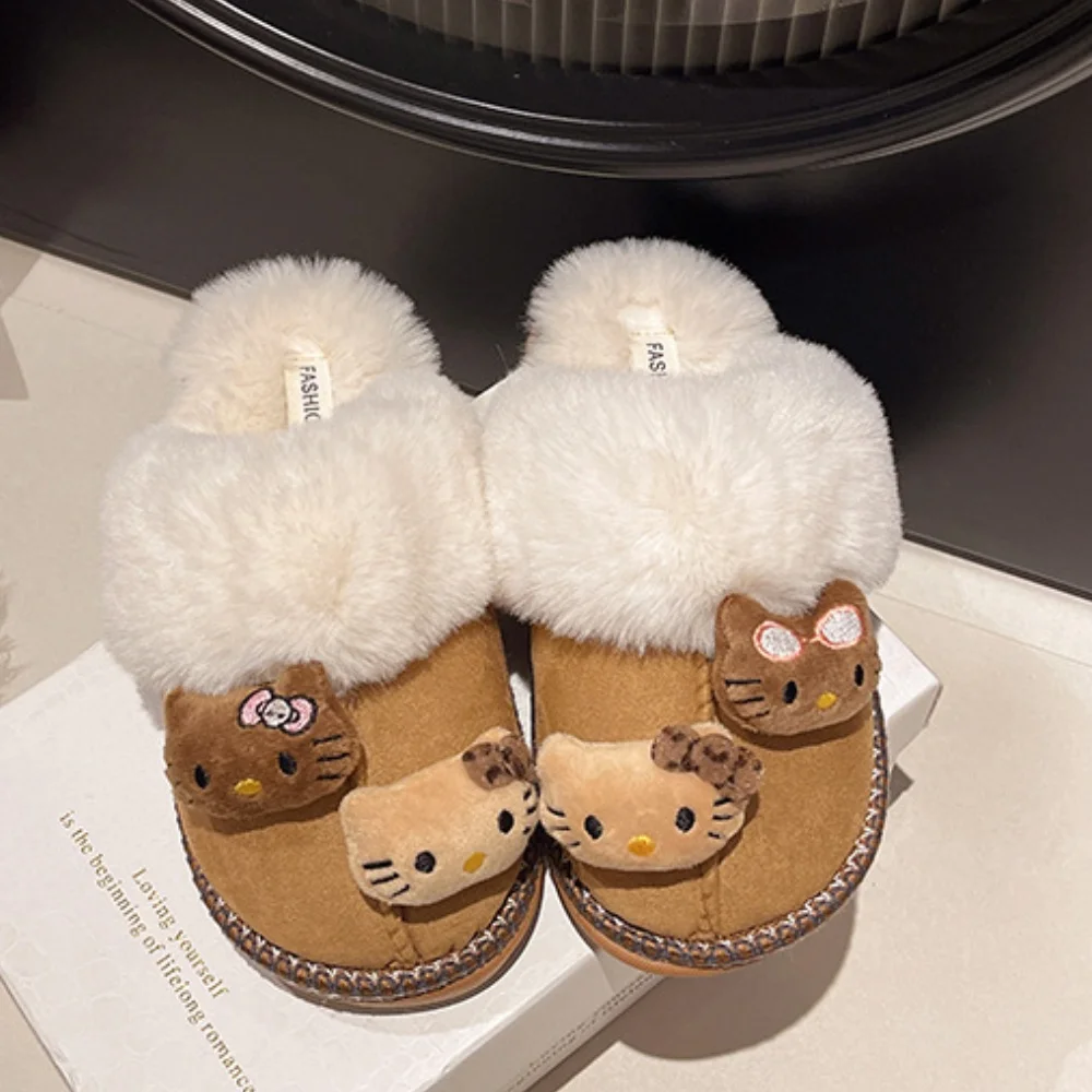 Winter-Sanrio-Hello-Kitty-Plush-Slippers-Cute-Cartoon-Fuzzy-Warm-Comfy ...